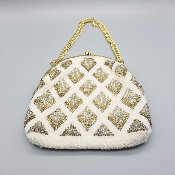 Walborg | Bags | Vintage Walborg Gold Silver Diamond Pattern Beaded ...